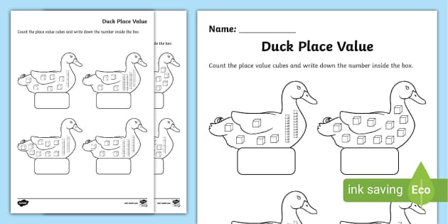 Duck Place Value Activity Sheet (Teacher-Made) - Twinkl