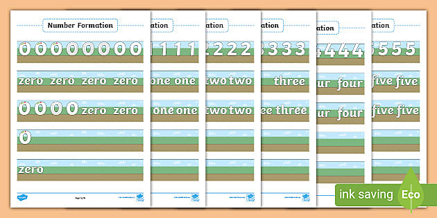 Australian 0-9 Number and Words Handwriting Worksheets