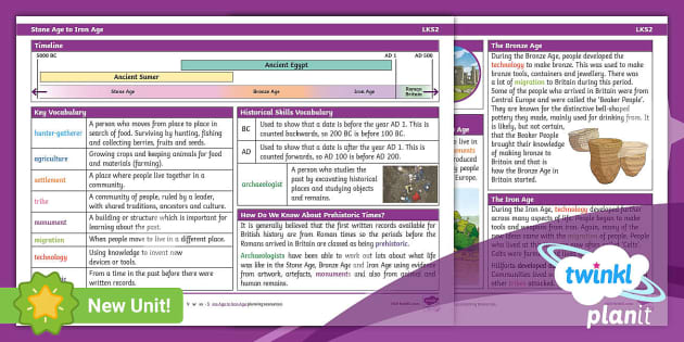 History Knowledge Organiser: Stone Age to Iron Age LKS2