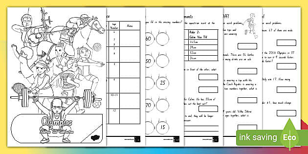 Summer Games Addition and Subtraction Activity Booklet