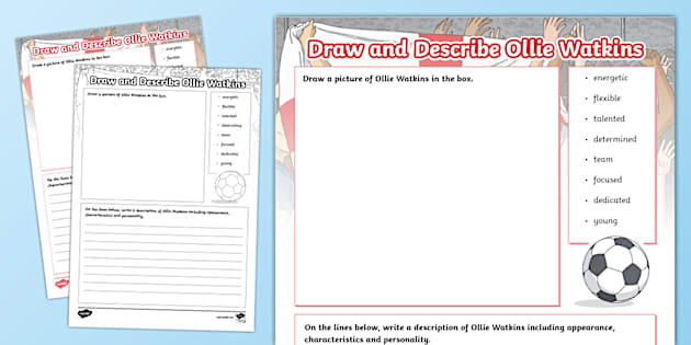 Draw and Describe Ollie Watkins Worksheet - Twinkl