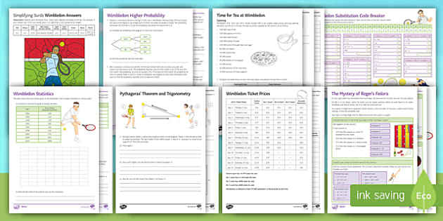 Maths Wimbledon: Differentiated Activity Pack (teacher made)