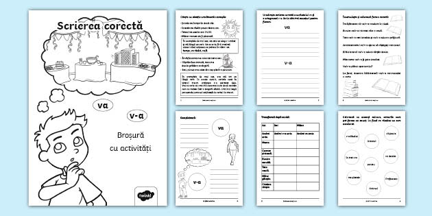 Scrierea corectă va/v-a – Broșură cu activități