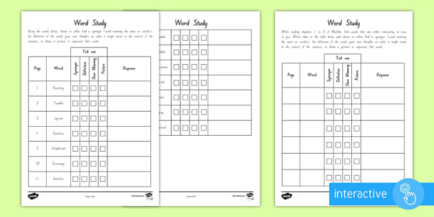 FREE! - Word Study to Support Teaching of Matilda Chapters 1 to 3