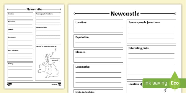 Newcastle Fact File Template,Newcastle (teacher made)