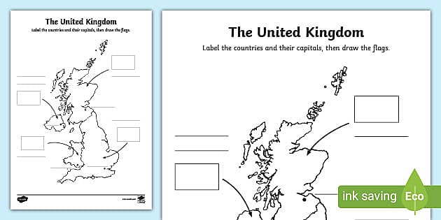The United Kingdom Labelling Activity Sheet (teacher made)