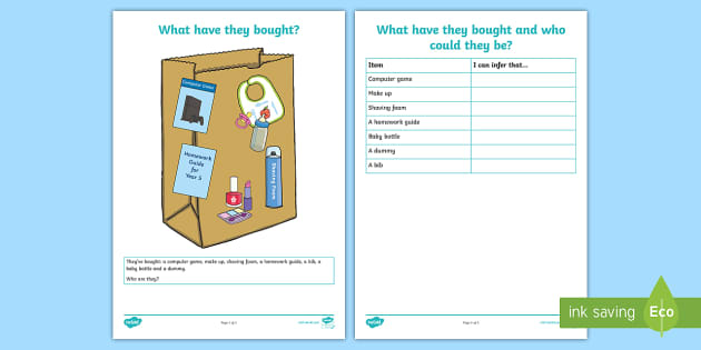 What Have They Bought Making Inferences Activity