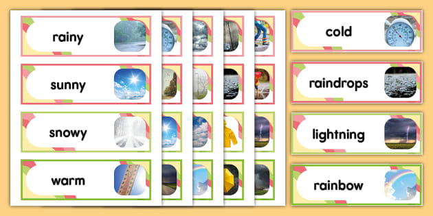 Spring Weather Photo Word Cards (teacher made) - Twinkl