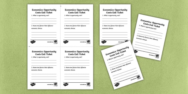 Economics: Opportunity Costs Exit Ticket for 6th-8th Grade