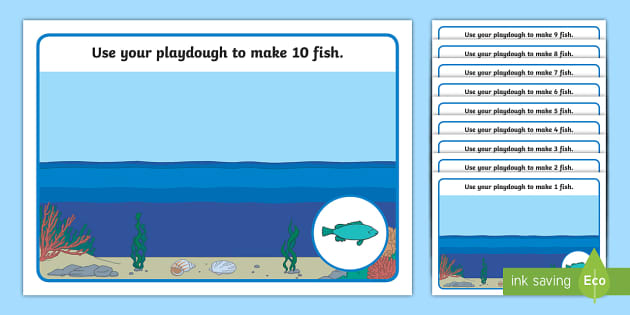 Basic Counting Fish Playdough Mats (teacher made)