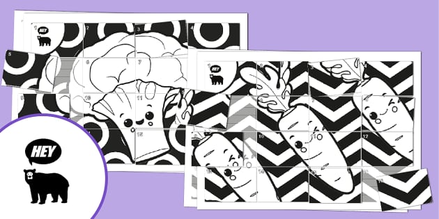 Hey Bear Sensory - High Contrast Sticker Puzzles - Twinkl