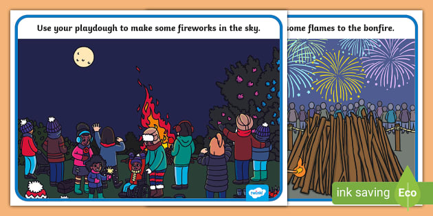 Bonfire Night Playdough Mats, Playdough Activities - Twinkl