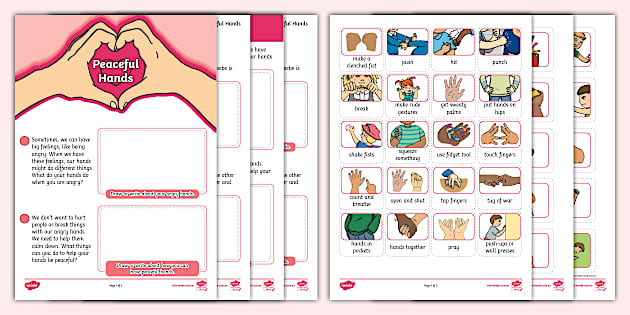 Peaceful Hands Activity Sheet (profesor hizo) - Twinkl Peaceful Hands Activity Sheet (profesor hizo) - Twinkl