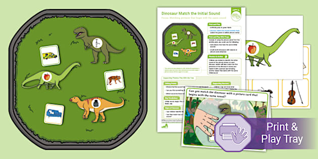 Dinosaur Match the Initial Sound Print and Play Tray
