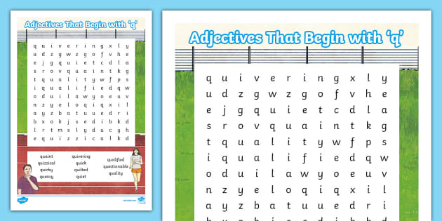 Adjectives That Begin with the Letter Q Word Search - Twinkl