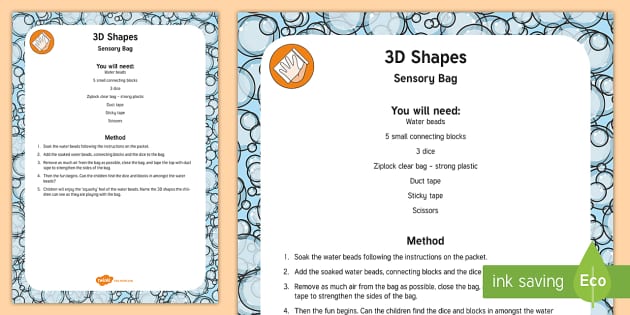 3D Shapes Sensory Bag (profesor hizo) - Twinkl