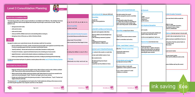 Level / Phase 3 Phonics Consolidation Planning - EYFS