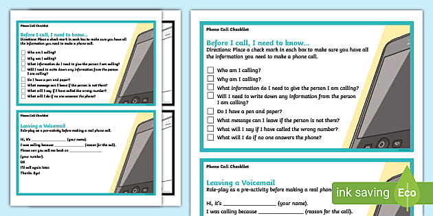 Making A Phone Call Social Scripts