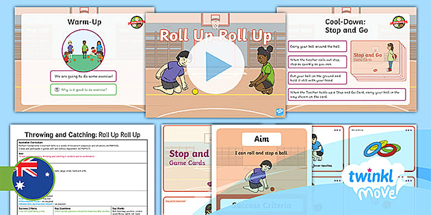 Move PE Year 2 Throwing and Catching Lesson 1: Roll Up Roll Up