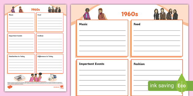 1960s Fact File Template,1960s,1960s history - Twinkl