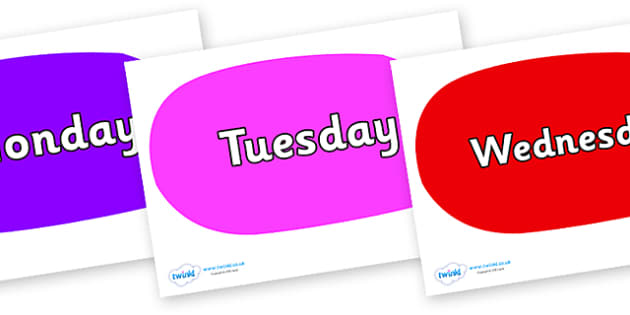 Days of the Week on Speech Bubbles (Multicolour) - Twinkl