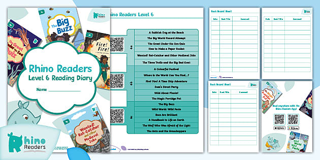 Level 6 Rhino Readers Reading Diary (teacher made) - Twinkl