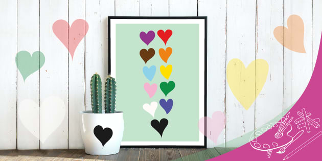 Progress Pride Flag Coloured Hearts Poster (teacher made)