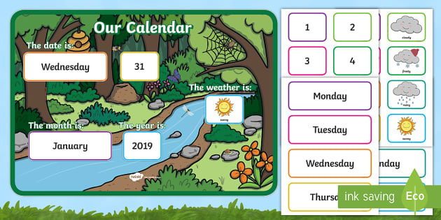 Minibeast Themed Days of the Week Display Calendar - Twinkl