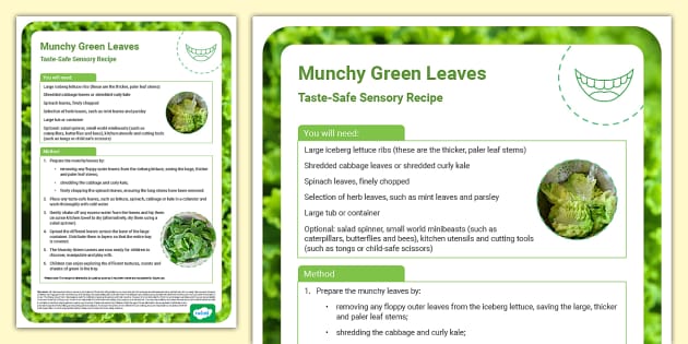 Taste-Safe Munchy Green Leaves Sensory Recipe | Twinkl