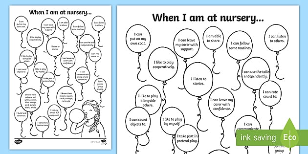 EYFS Balloons Themed On Entry to Nursery Assessment Record