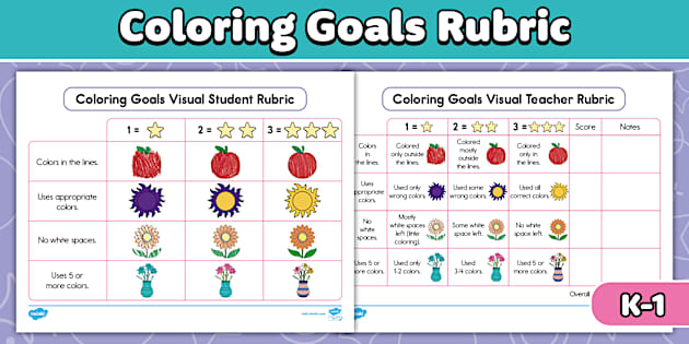 Coloring Goals Visual Rubric for K-1st Grade