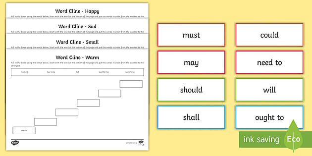 Modal Verbs Word Clines Activity Pack (teacher made)