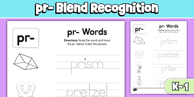 pr- Words: Blend Recognition Worksheet for K-1st Grade