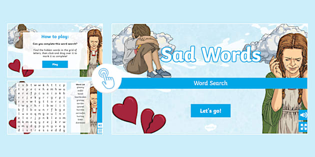 Sad Words Word Search (ティーチャーメイド) - Twinkl