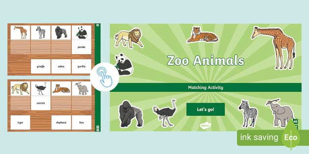 Zoo Animals Interactive Matching Activity (Lehrer gemacht)