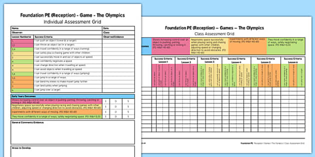 Assessment Foundation PE Pack (Reception) - Games - The Olympics