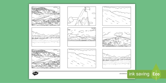 Mountain Doodle Colouring Page (teacher made) - Twinkl