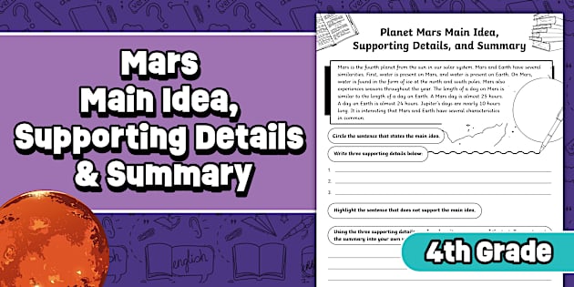 Mars Main Idea Worksheet