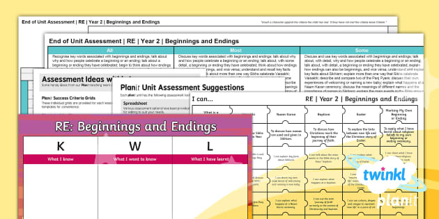 RE: Beginnings and Endings Year 2 Assessment Pack - Twinkl