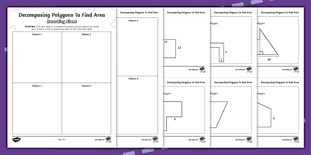 Sixth Grade Decomposing Polygons to Find Area Math Stations Worksheet Sixth Grade Decomposing Polygons to Find Area Math Stations Worksheet