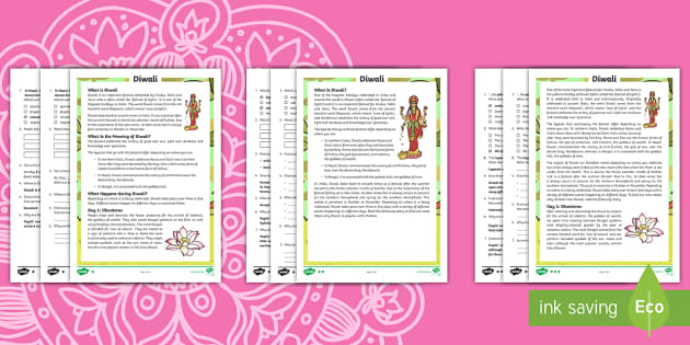 UKS2 Diwali Differentiated Reading Comprehension Activity