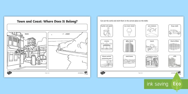 Town and Coast 'Where Does It Belong?' Worksheet