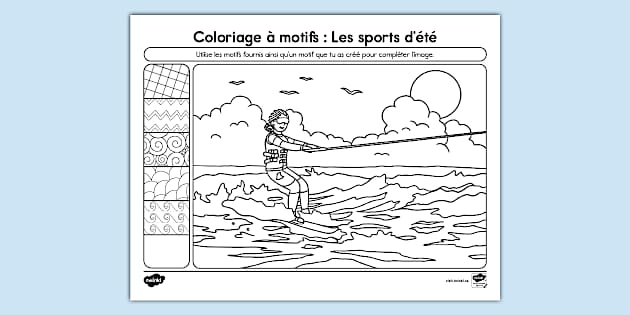 Coloriage à motifs : Les sports d'été - Twinkl