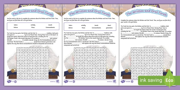 torah worksheet