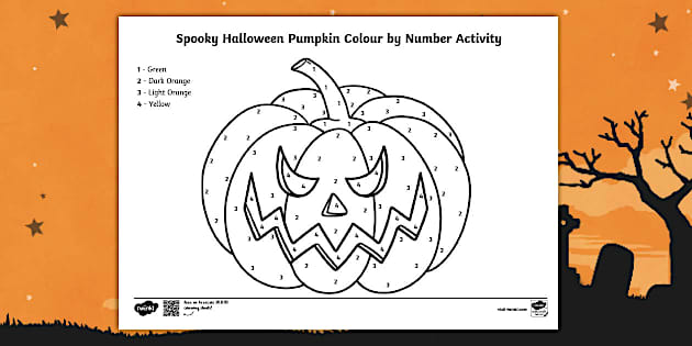 Spooky Colour by Number Pumpkin for Halloween (teacher made)