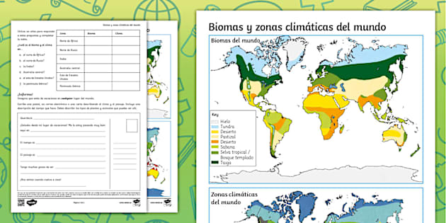 Ficha de actividad: Biomas y zonas climáticas del mundo - Secundaria