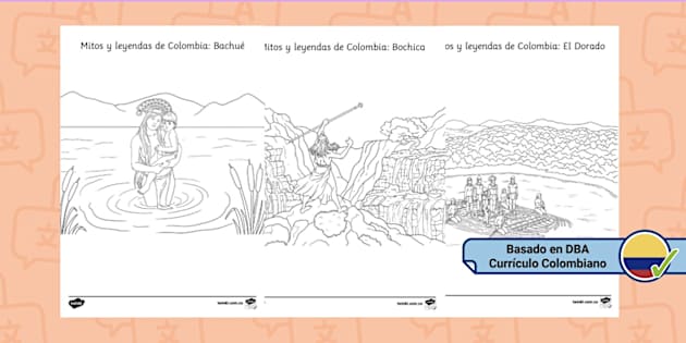 Mitos para colorear: el Dorado, Bachué y Bochica - Twinkl