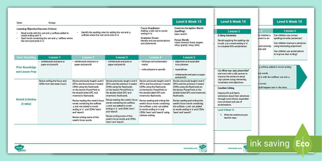 Level 6 Week 15 Weekly Plans - adding suffixes - Twinkl