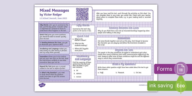 Level 2 June 2023 School Journal: Mixed Messages Play Follow-Up