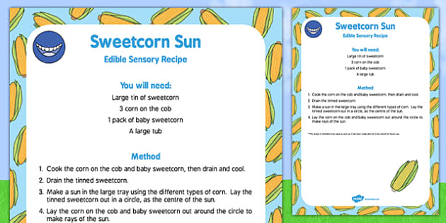 Sweetcorn Sun Edible Sensory Recipe (teacher made) - Twinkl